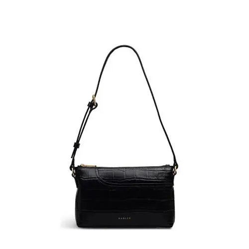 RADLEY Pockets Faux Croc Mini Ziptop Shoulder Bag - Black