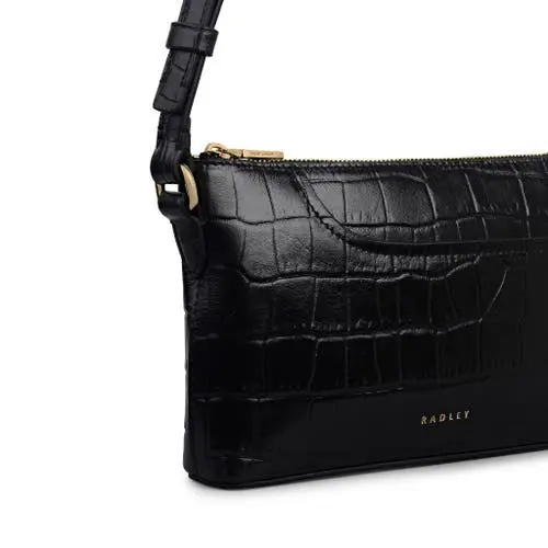 RADLEY Pockets Faux Croc Mini Ziptop Shoulder Bag - Black