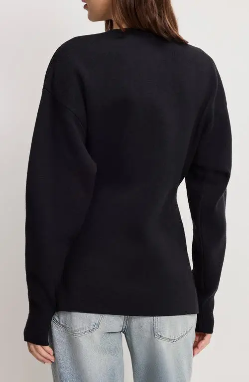 Good American Split-front Button-up Sweater - Black001