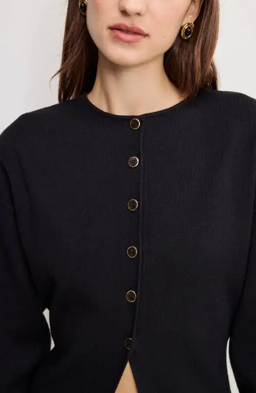 Good American Split-front Button-up Sweater - Black001
