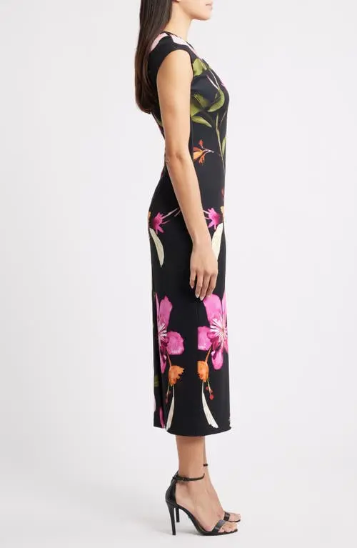 vince camuto dress Floral Printed Square Neck Sleeveless Maxi Dress, Womens, L, Camel 3/4 Sleeve Size 12 Vince Camuto VC2M3851