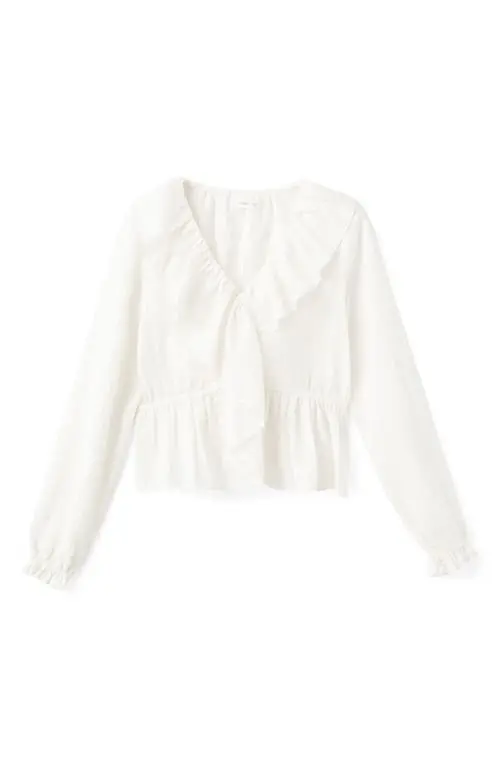 Mango Ruffled Faux Wrap Top