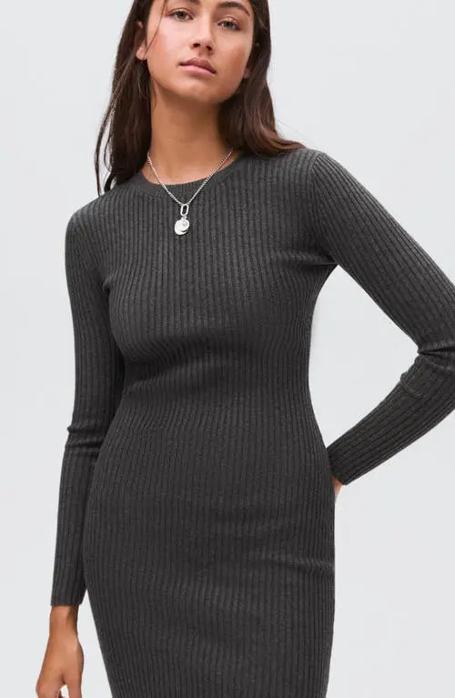 Mango Ribbed Long-sleeve Sweater Dress