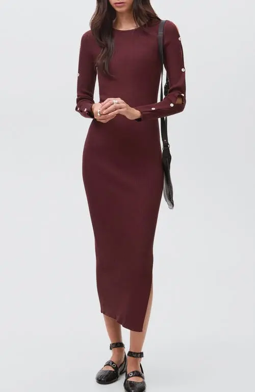 Mango Button Trim Long Sleeve Sweater Dress