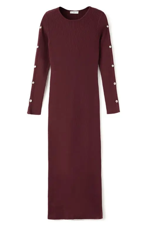 Mango Button Trim Long Sleeve Sweater Dress