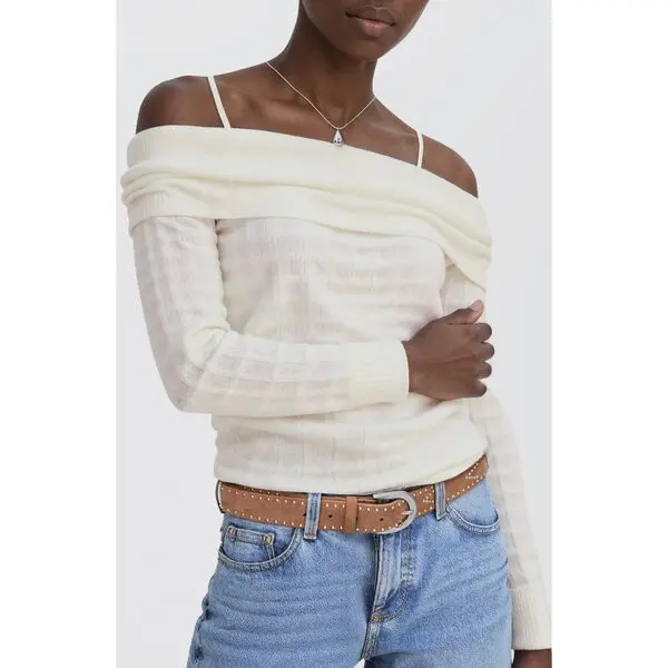 Mango Off-the-shoulder Sweater - White