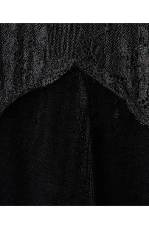Mango Lace Trim Velvet Maxi Dress