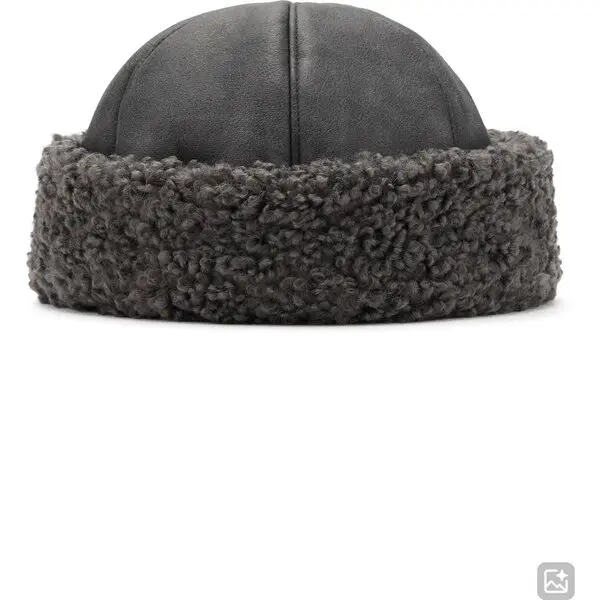 Mango Faux Shearling Cuffed Hat - Grey