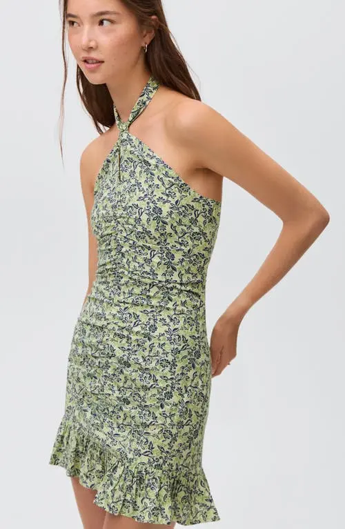 Mango Ruched Halter Printed Dress