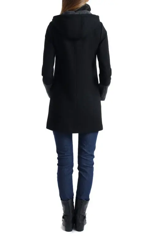 KIMI + KAI Colorblocked Wool Blend Maternity Coat