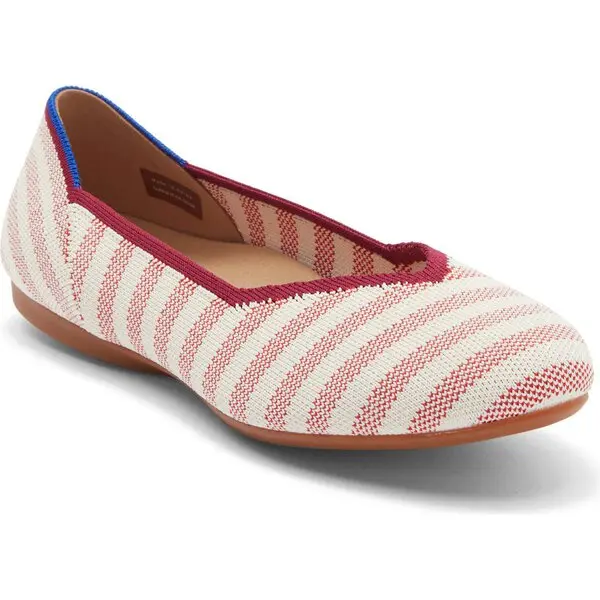 Rothy's The Daily Ballet Flat - Coral Cabana Stripe