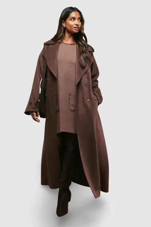 OASIS Belted Coat With Cuffed Detail