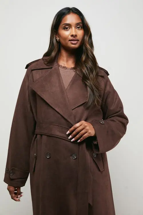OASIS Belted Cuff Detail Coat