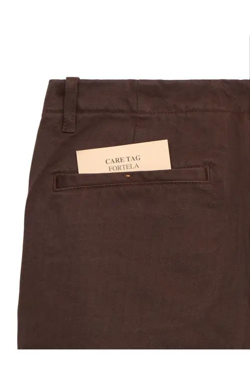 FORTELA Wallace Herringbone Trousers - Brown