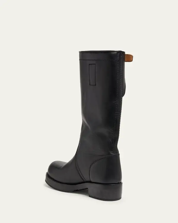 Dries Van Noten Leather Moto Boots With Side-buckle