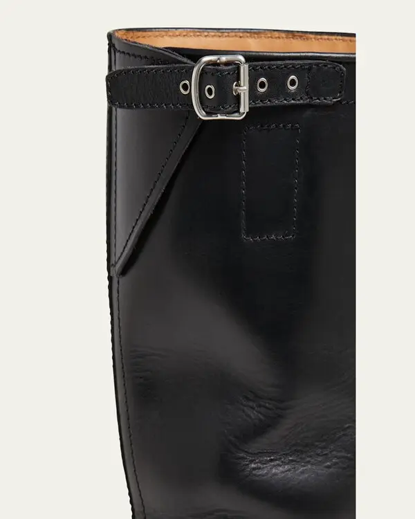 Dries Van Noten Leather Moto Boots With Side-buckle