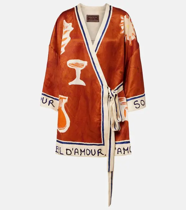 ALEMAIS X Lrnce Soleil D'amour Printed Wrap Dress - Orange