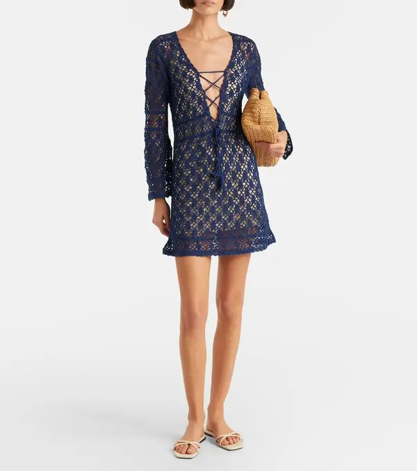 Anna Kosturova Bianca Crochet Cotton Minidress