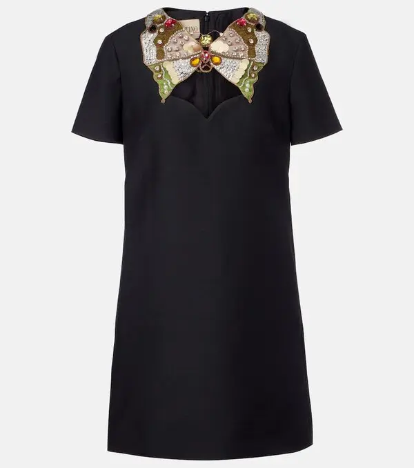 Valentino Garavani Embellished Wool And Silk Minidress