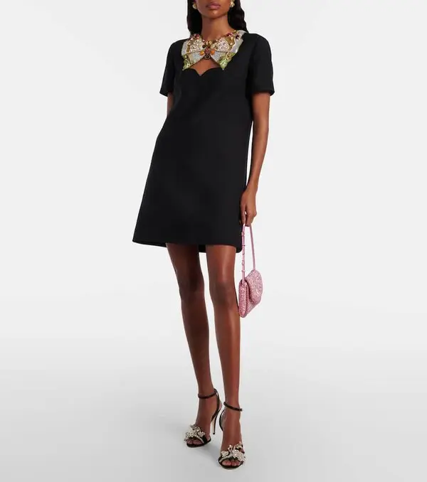 Valentino Garavani Embellished Wool And Silk Minidress