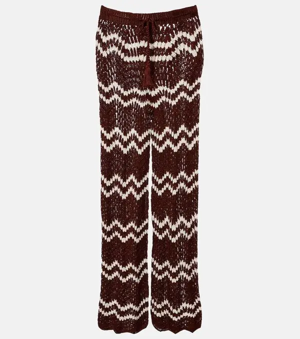 Anna Kosturova Crochet Straight Leg Pants - Brown