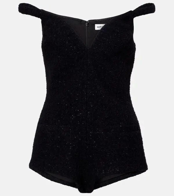 SELF-PORTRAIT Off-shoulder Romper - Black