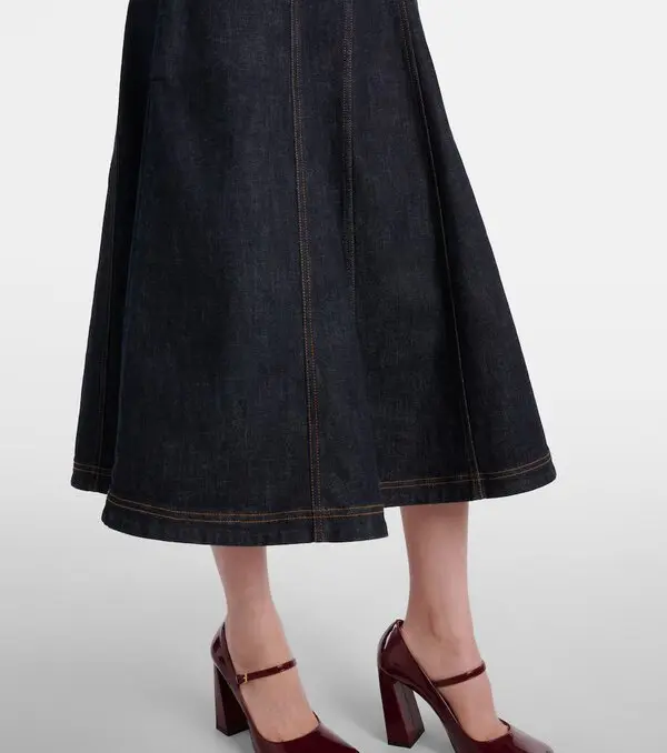SELF-PORTRAIT Belted Denim Bustier Dress