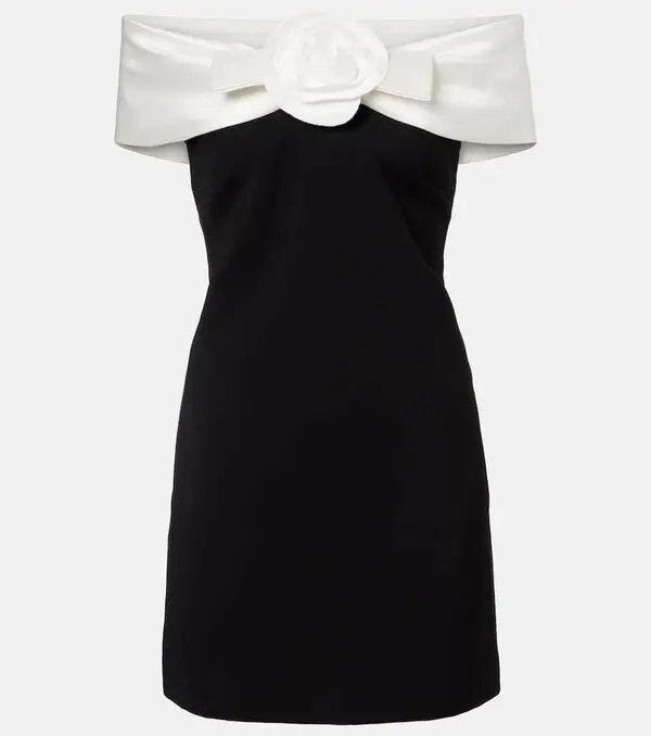 SELF-PORTRAIT Floral-appliqué Off-shoulder Mini Dress