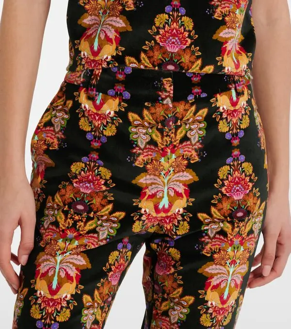 La DoubleJ Printed Cropped Cotton Flared Trousers
