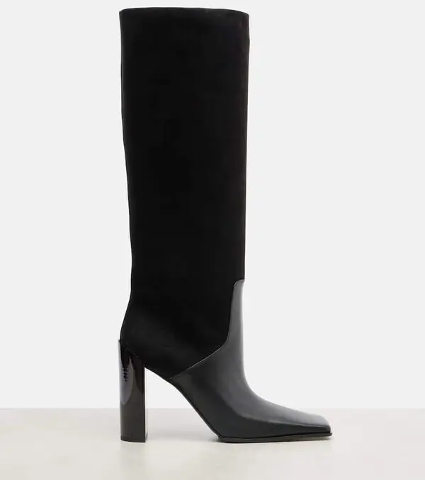 Alaïa 90 Leather And Suede Knee-high Boots - Black