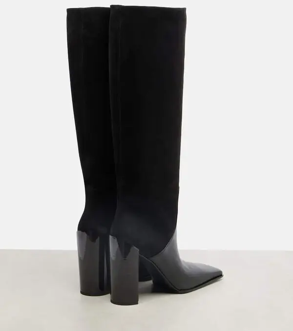Alaïa 90 Leather And Suede Knee-high Boots - Black