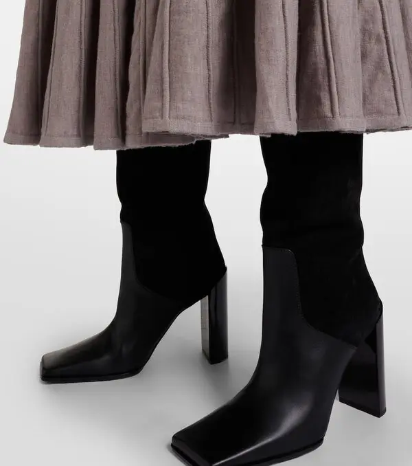 Alaïa 90 Leather And Suede Knee-high Boots - Black