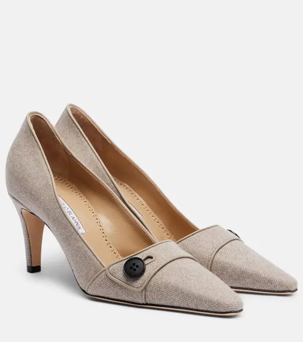 Manolo Blahnik Lulumae 70 Herringbone Pumps