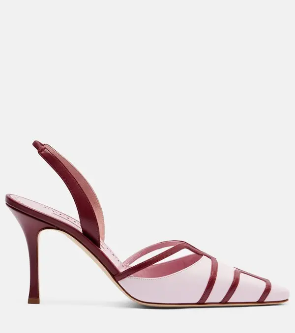 Manolo Blahnik Sarto 90 Leather Slingback Pumps - Pink