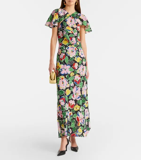 Rixo Jeannie Floral Silk Maxi Dress - Multicoloured