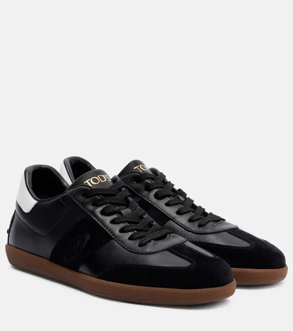 TOD'S Suede-trimmed Leather Sneakers - Black