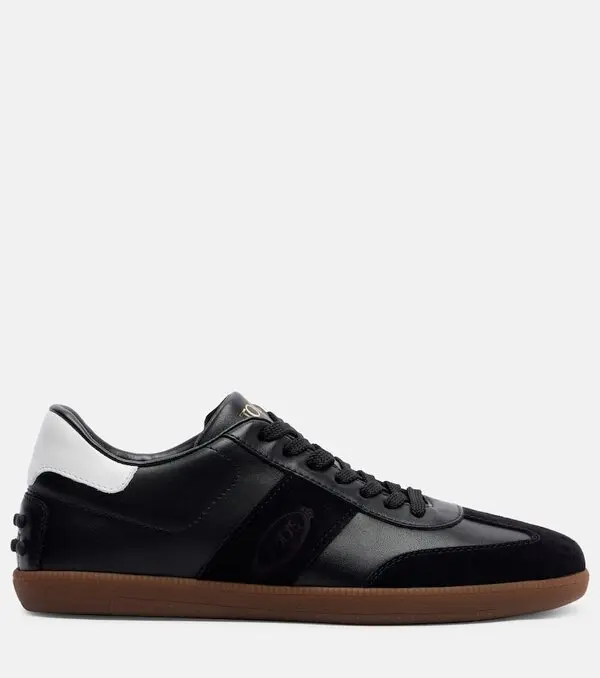 TOD'S Suede-trimmed Leather Sneakers - Black