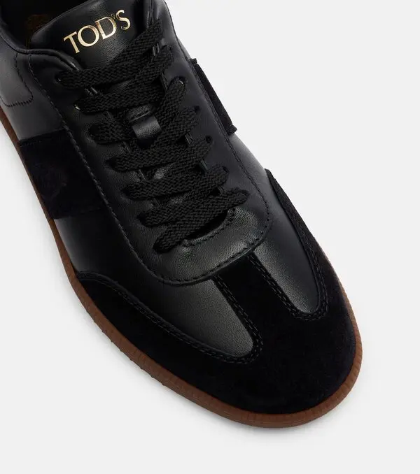 TOD'S Suede-trimmed Leather Sneakers - Black