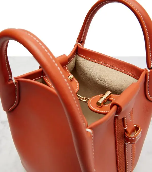 Loro Piana Bale Mini Leather Tote Bag - Orange