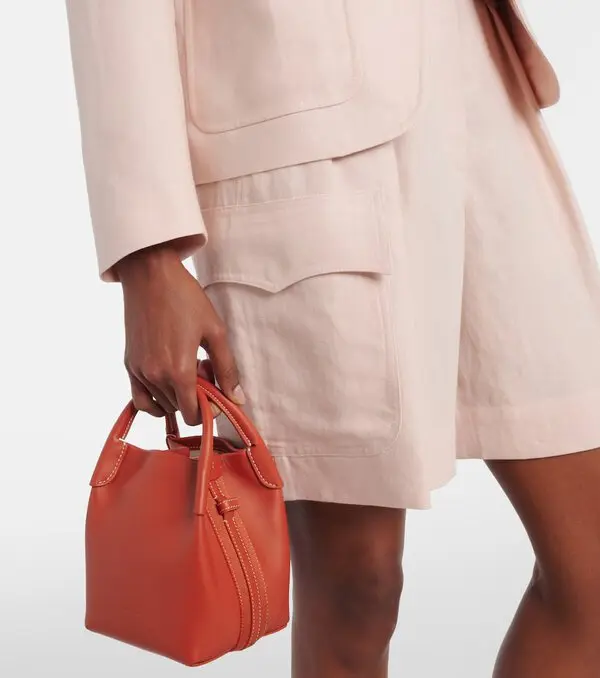 Loro Piana Bale Mini Leather Tote Bag - Orange
