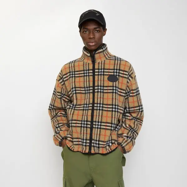 Burberry Check Wool Cashmere Blend Fleece - Sand Beige