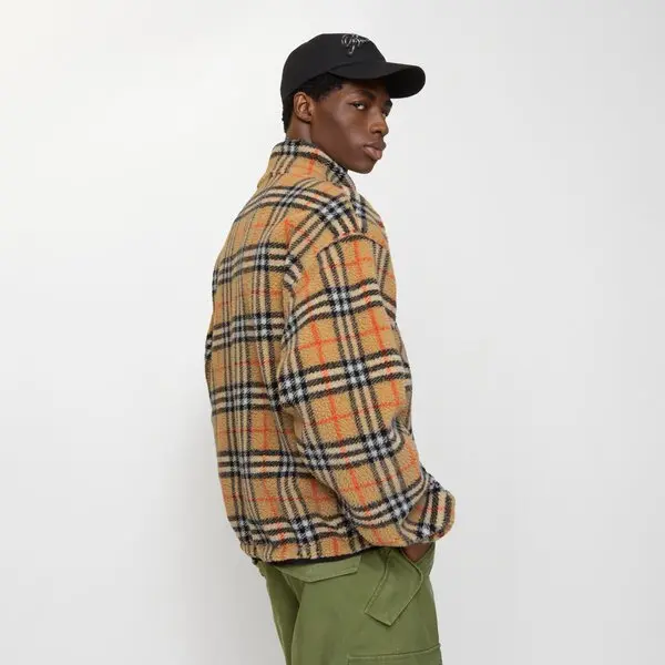 Burberry Check Wool Cashmere Blend Fleece - Sand Beige