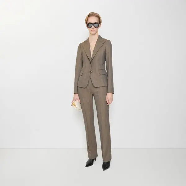 Burberry Mouliné Wool Tailored Trousers