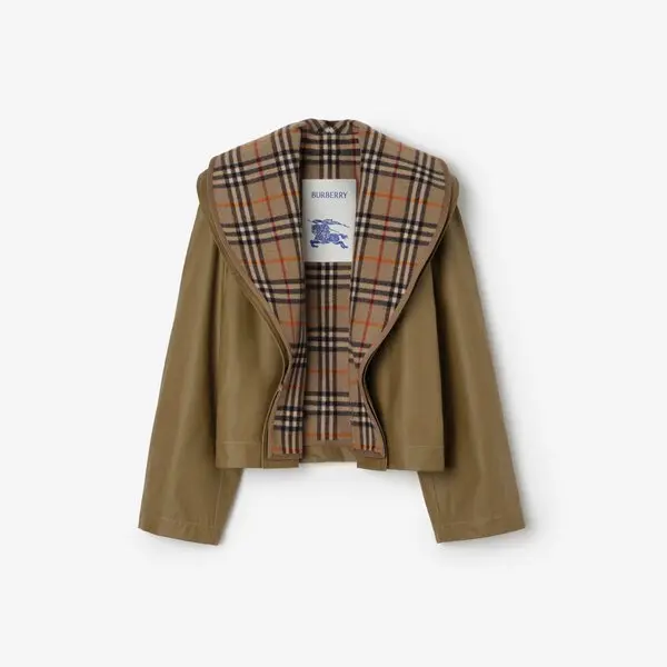 Burberry Cropped Cotton Jacket With Check Warmer