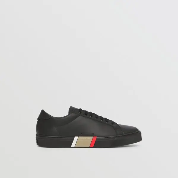 Burberry Stripe Detail Leather Sneakers