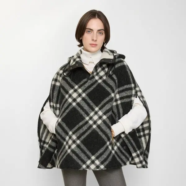 Burberry Check Wool Poncho