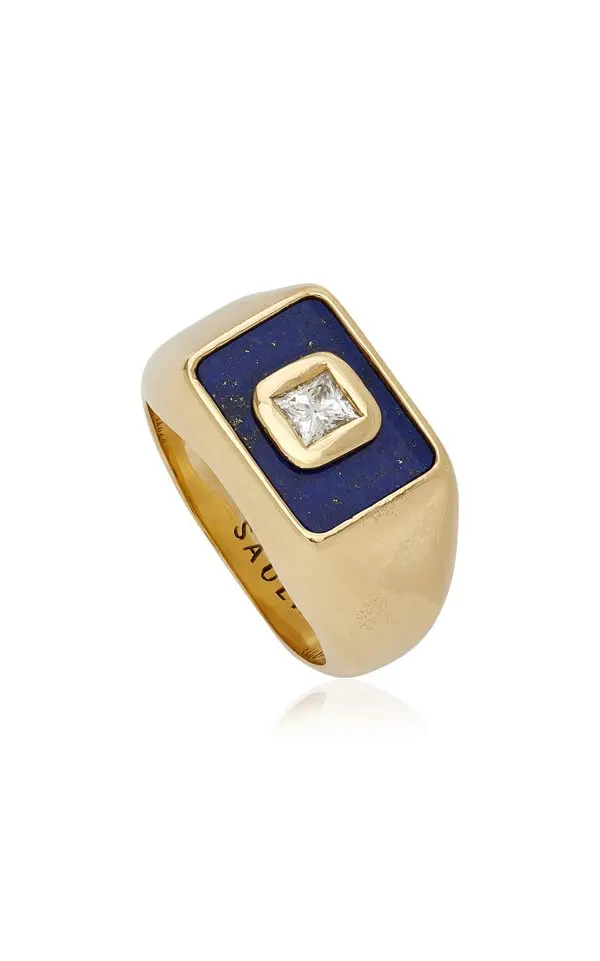 SAUER Frames 18k Yellow Gold Lapis Signet Ring