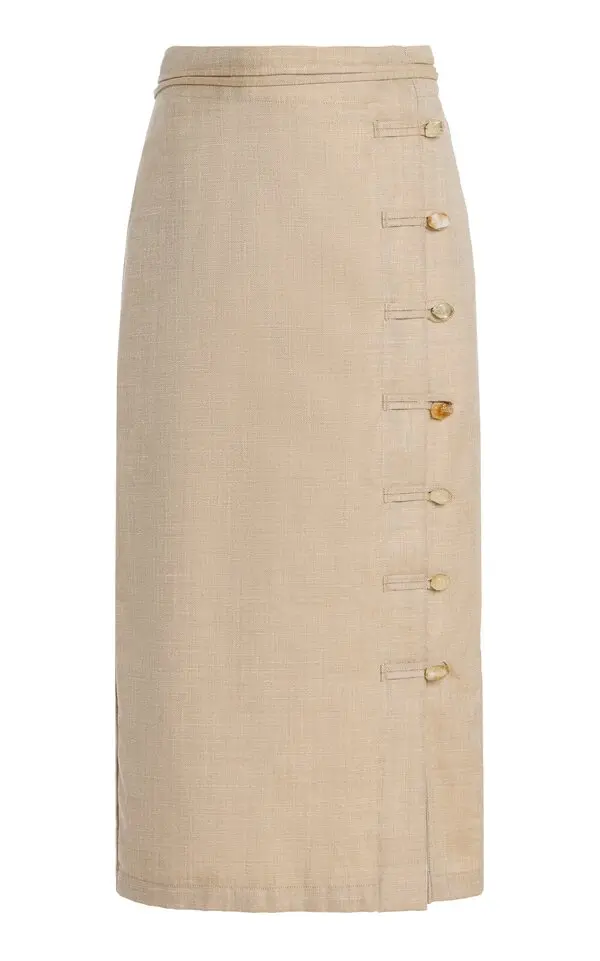 SLOAN Bead Wool-blend Midi Skirt - Ivory