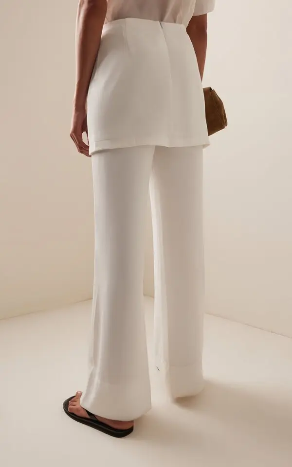 SLOAN Combination Crepe Flared Pants - Ivory