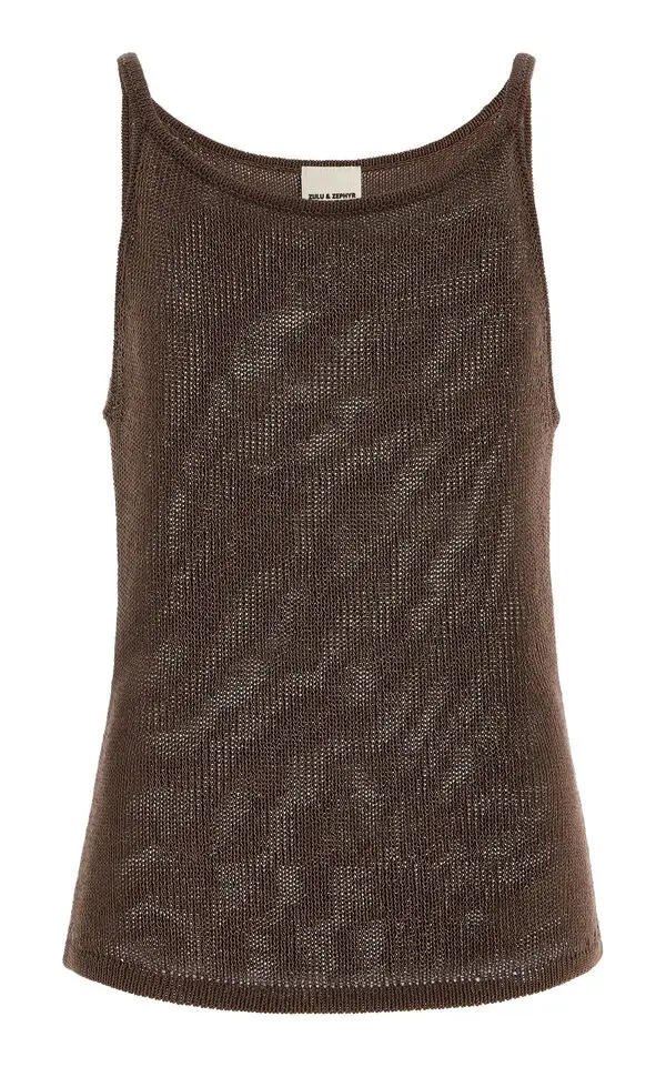 ZULU & ZEPHYR Textured Knit Tank Top - Brown
